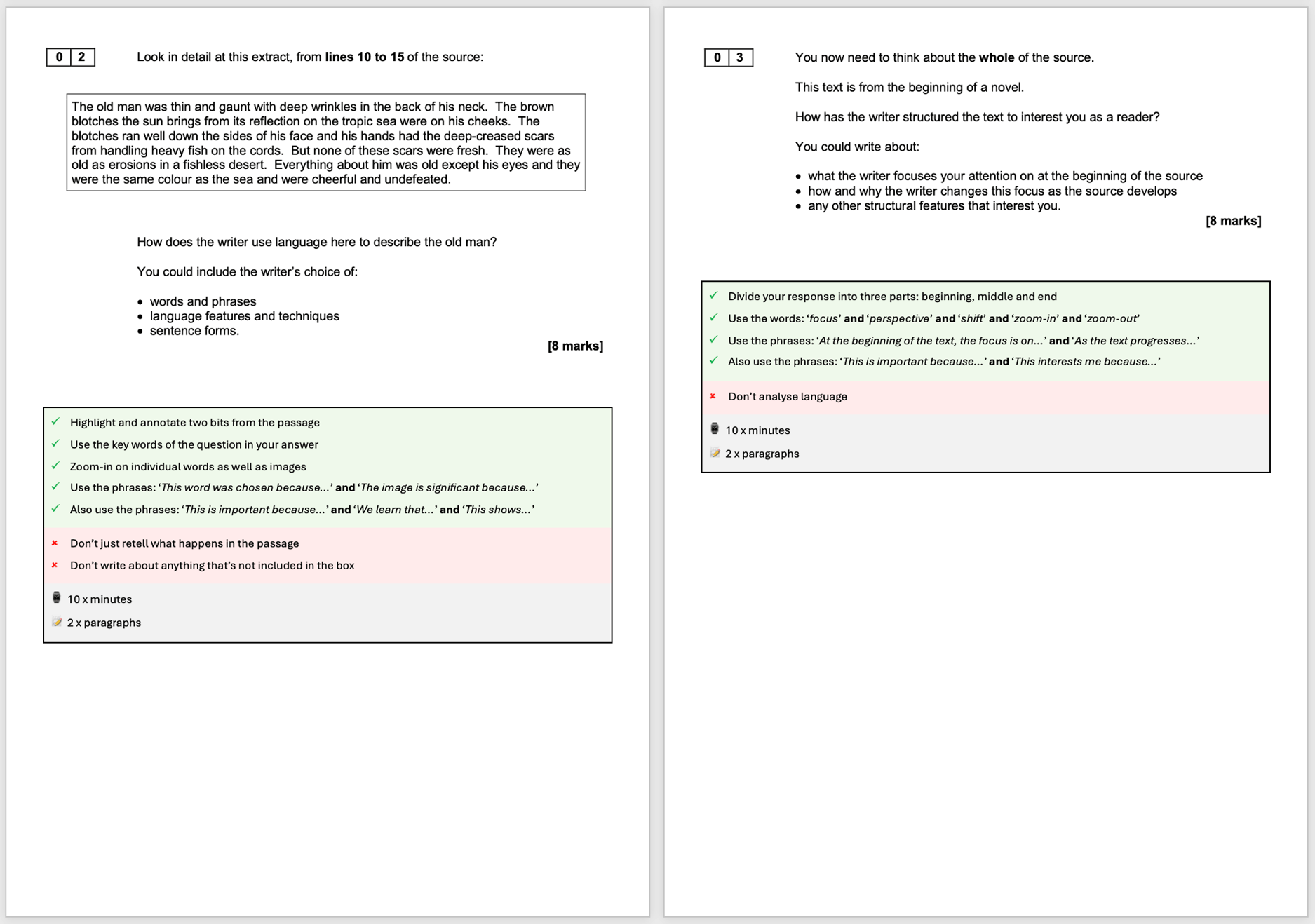 GCSE English Language Paper 1 Tasks and Guidance | KS4 Teaching Resource